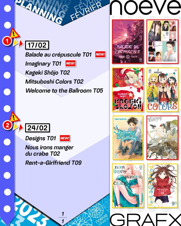 Le planning de février de Noeve Grafx, 02 Février 2023 - Manga news
